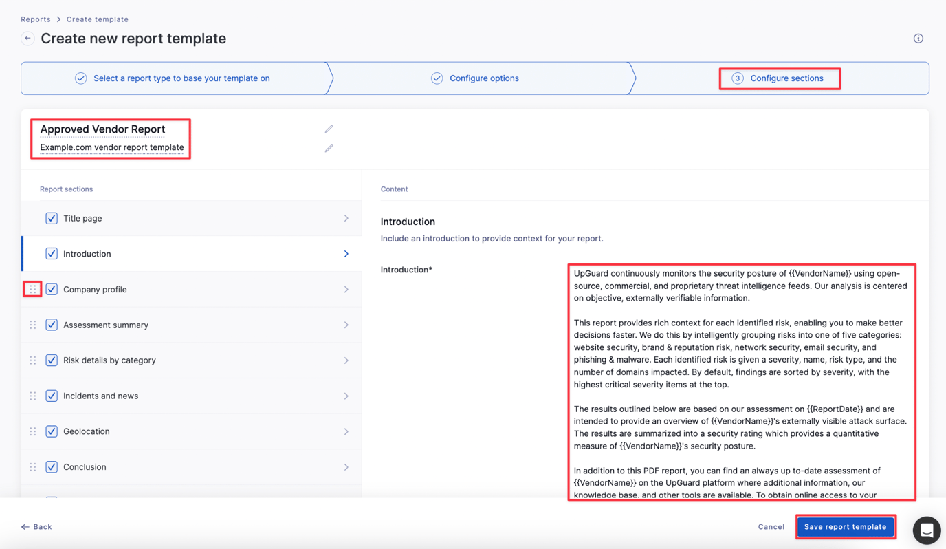 How to create a custom report template