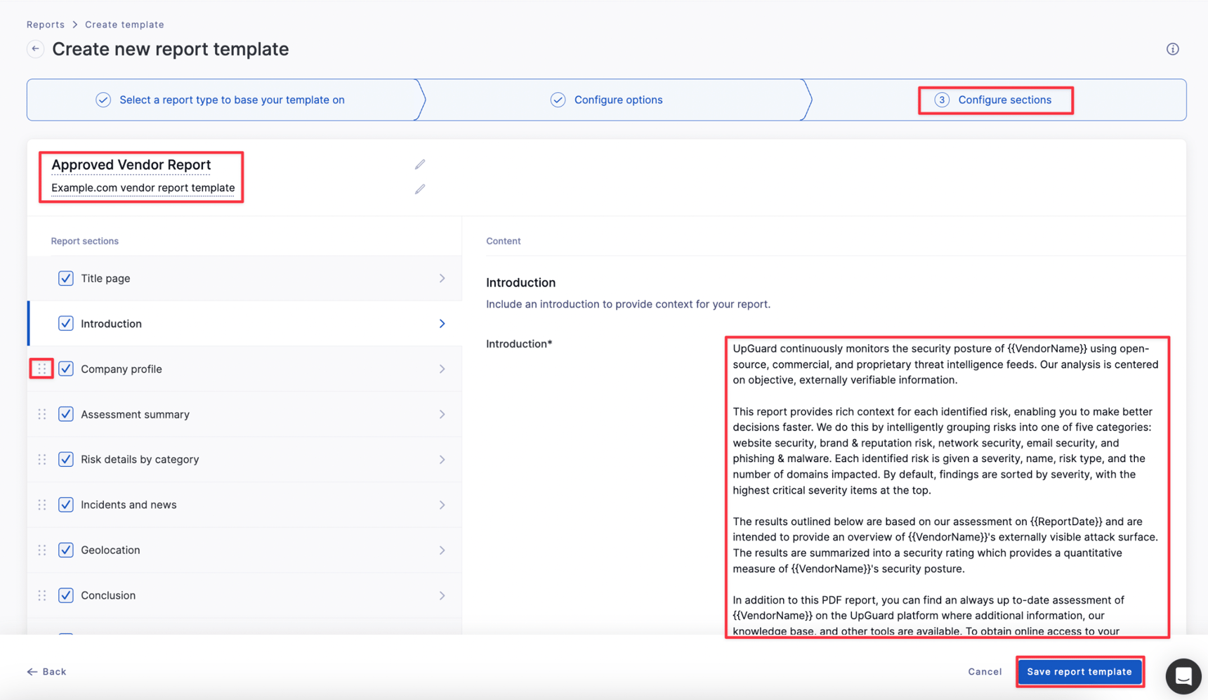 How to create a custom report template