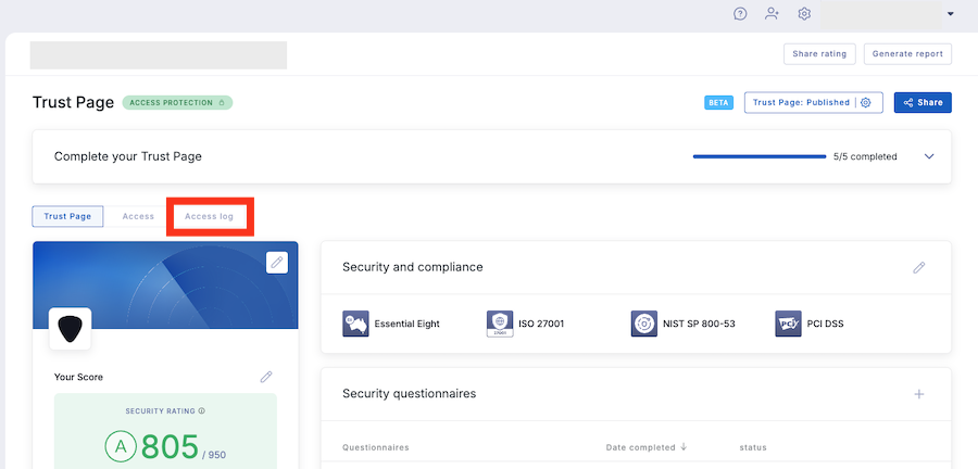 What is an UpGuard Trust Page?