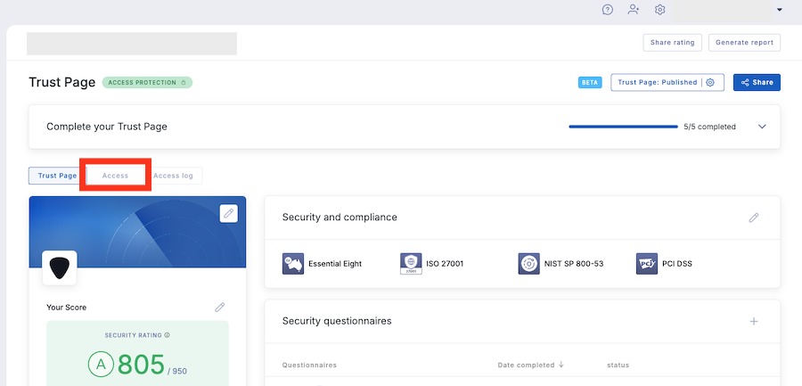 What is an UpGuard Trust Page?