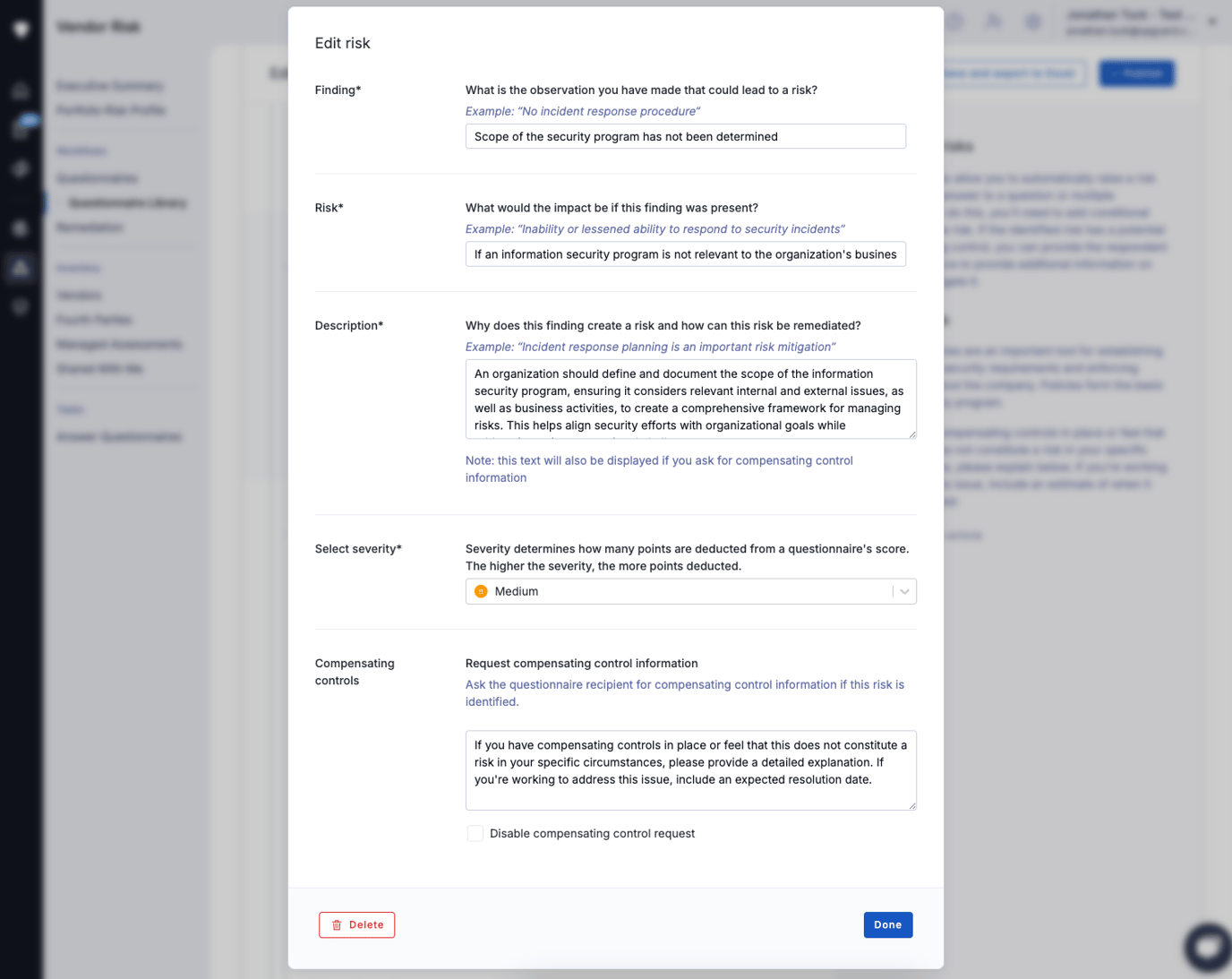 How to create a custom questionnaire